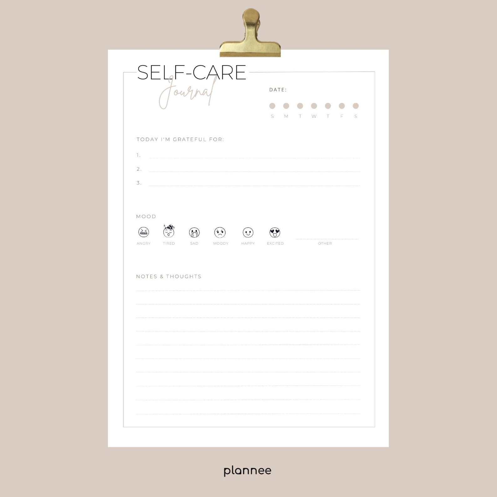Self-care Journal Template | Daily Journal for Mindfulness and Self ...