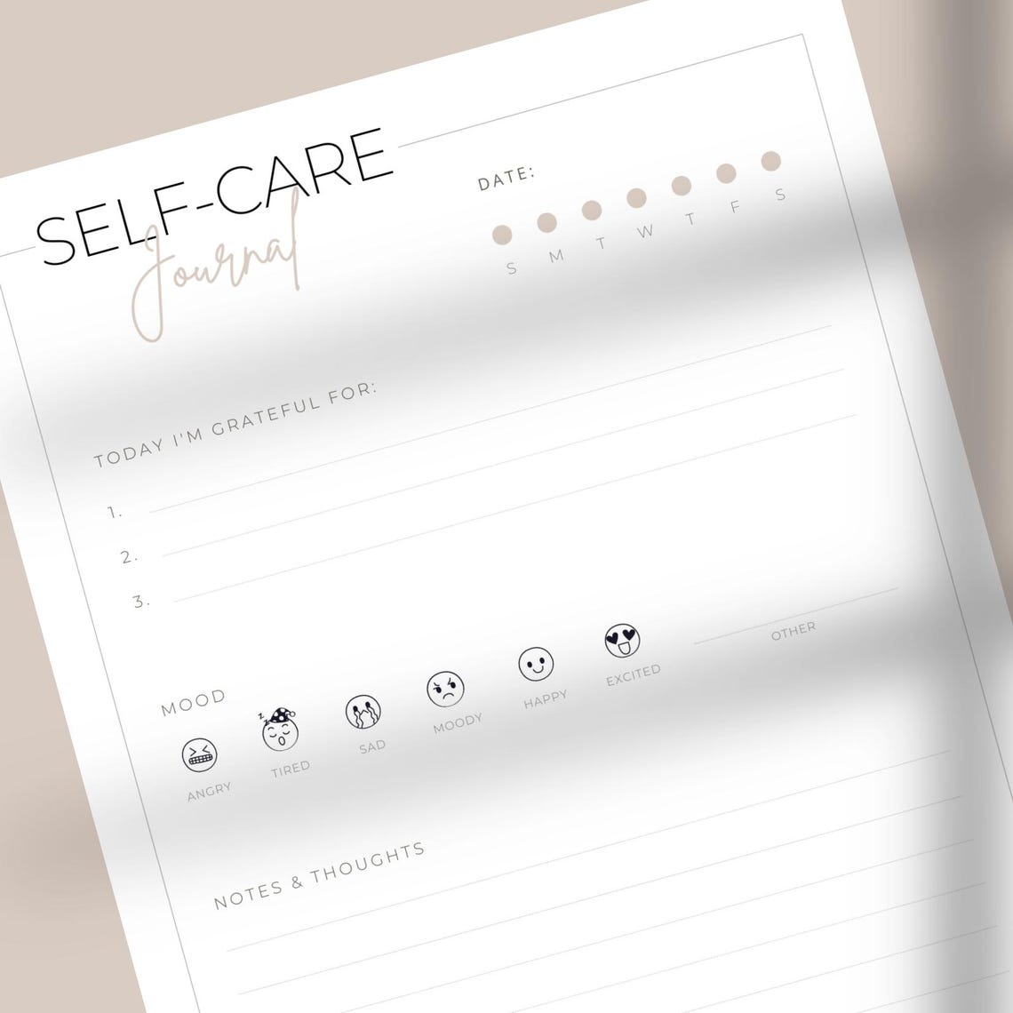 Self-care Journal Template | Daily Journal for Mindfulness and Self ...