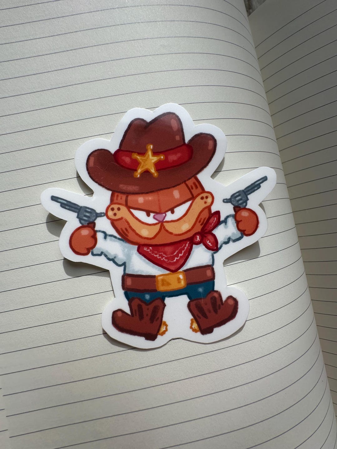 Cowboy Garfield Sticker Hand Drawn Custom Stickers Laptop, Phone Case ...