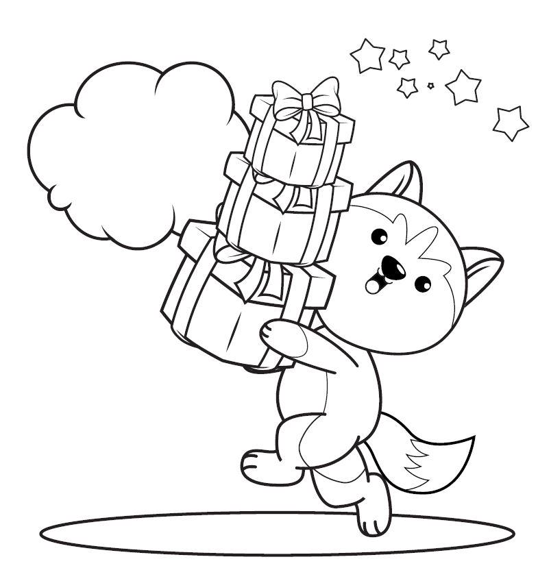 30 Cute, Kawaii, Christmas Holiday Themed Coloring Pages, Simple and ...