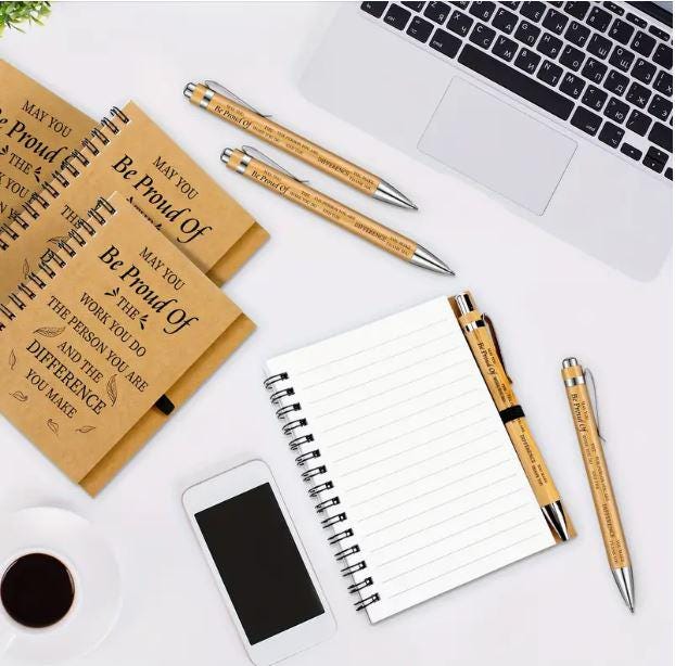 2 Set Inspirational Notepad: Mini Appreciation Bamboo Journals/notebook ...