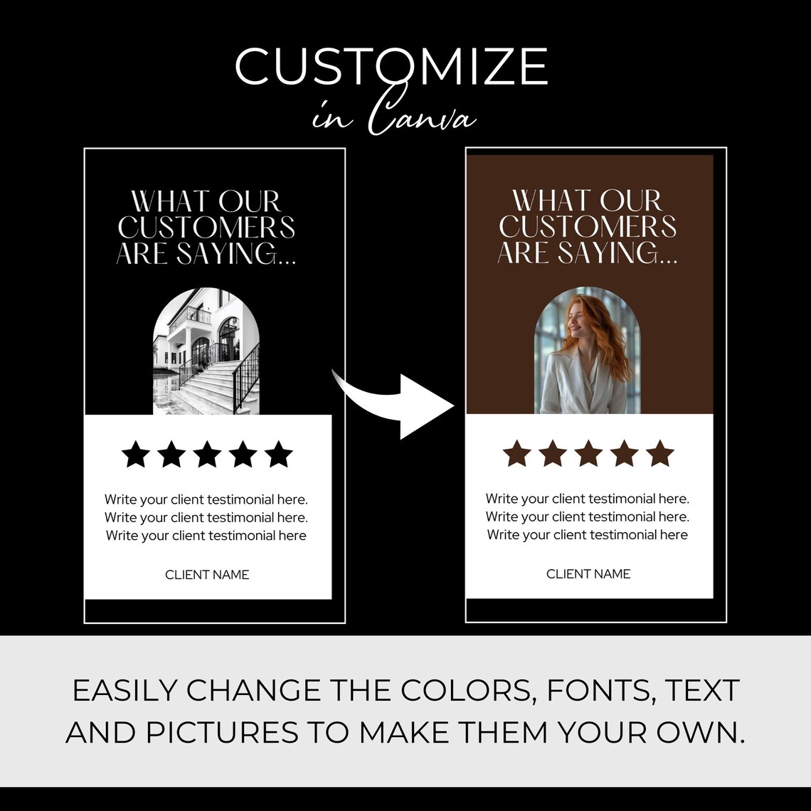 Black & White Instagram Story Templates: Canva Editable IG Templates ...