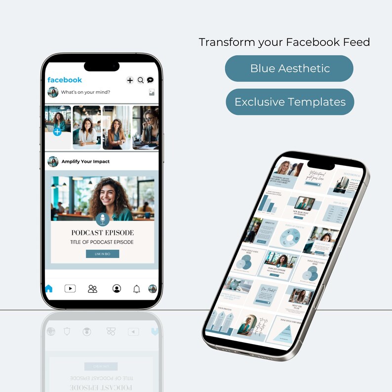100 Facebook Posts Business Templates, Blue Editable Canva Engagement ...