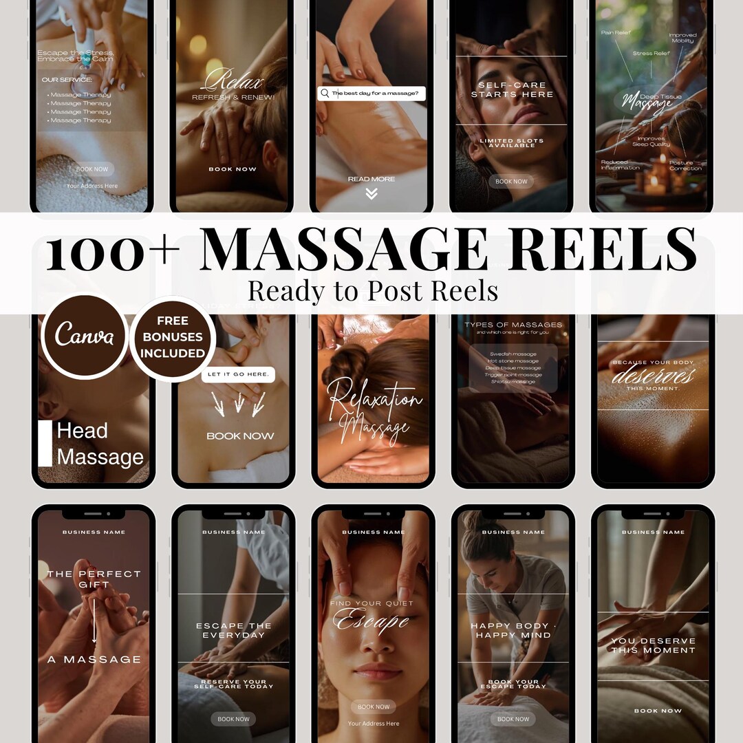 Massage Instagram Reels Templates: Spa & Therapist Marketing (canva ...