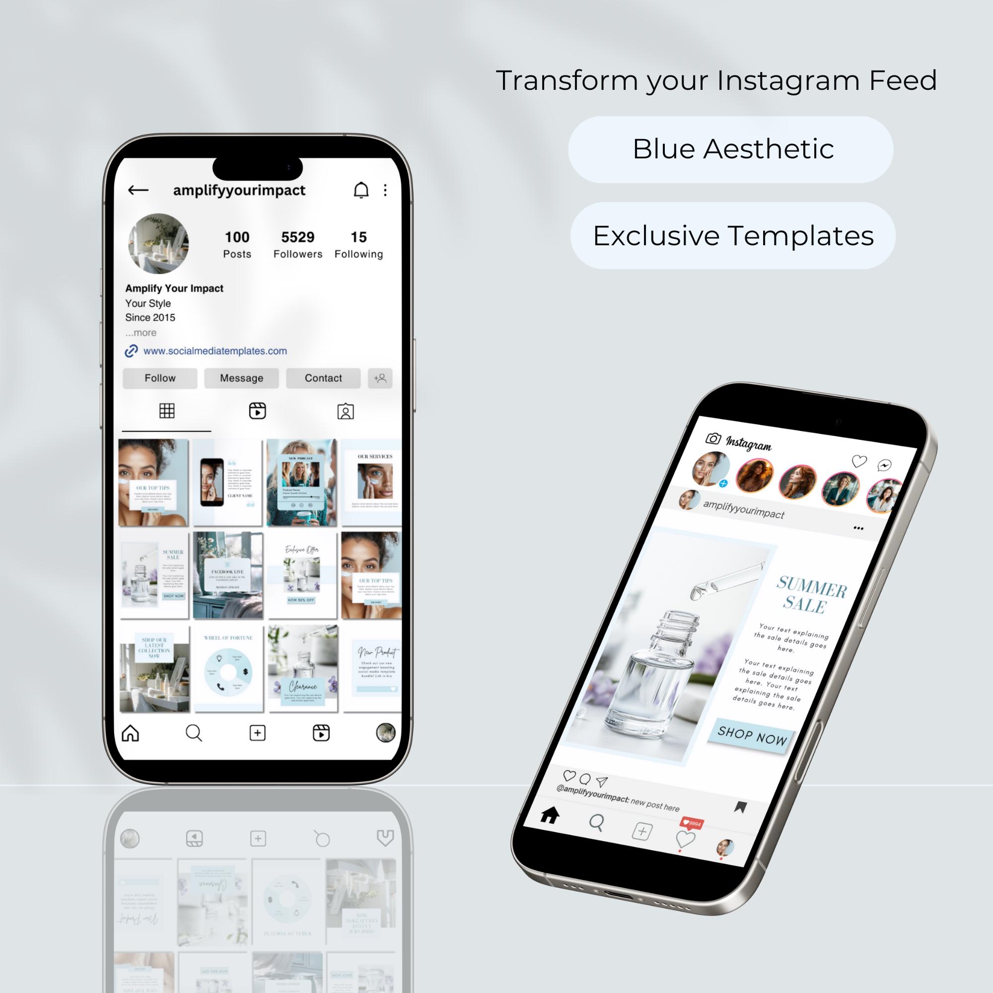 Blue Instagram Templates, 4:5 Modern Instagram Post Template, Aesthetic ...