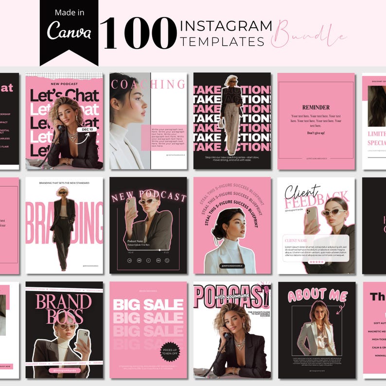 Bold & Trendy Instagram Bundle Canva for Personal Brand, Influencers ...