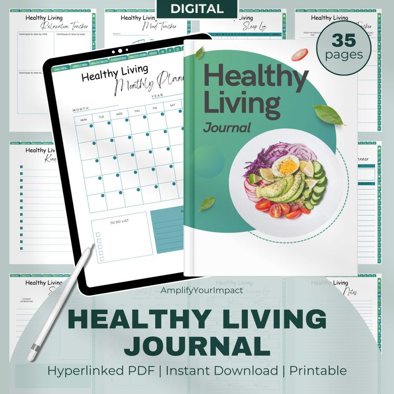 Healthy Living Planner | Habit Tracker, Weight Loss Planner & Daily ...