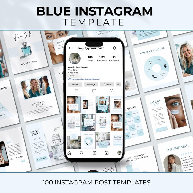 Blue Instagram Templates, 4:5 Modern Instagram Post Template, Aesthetic ...