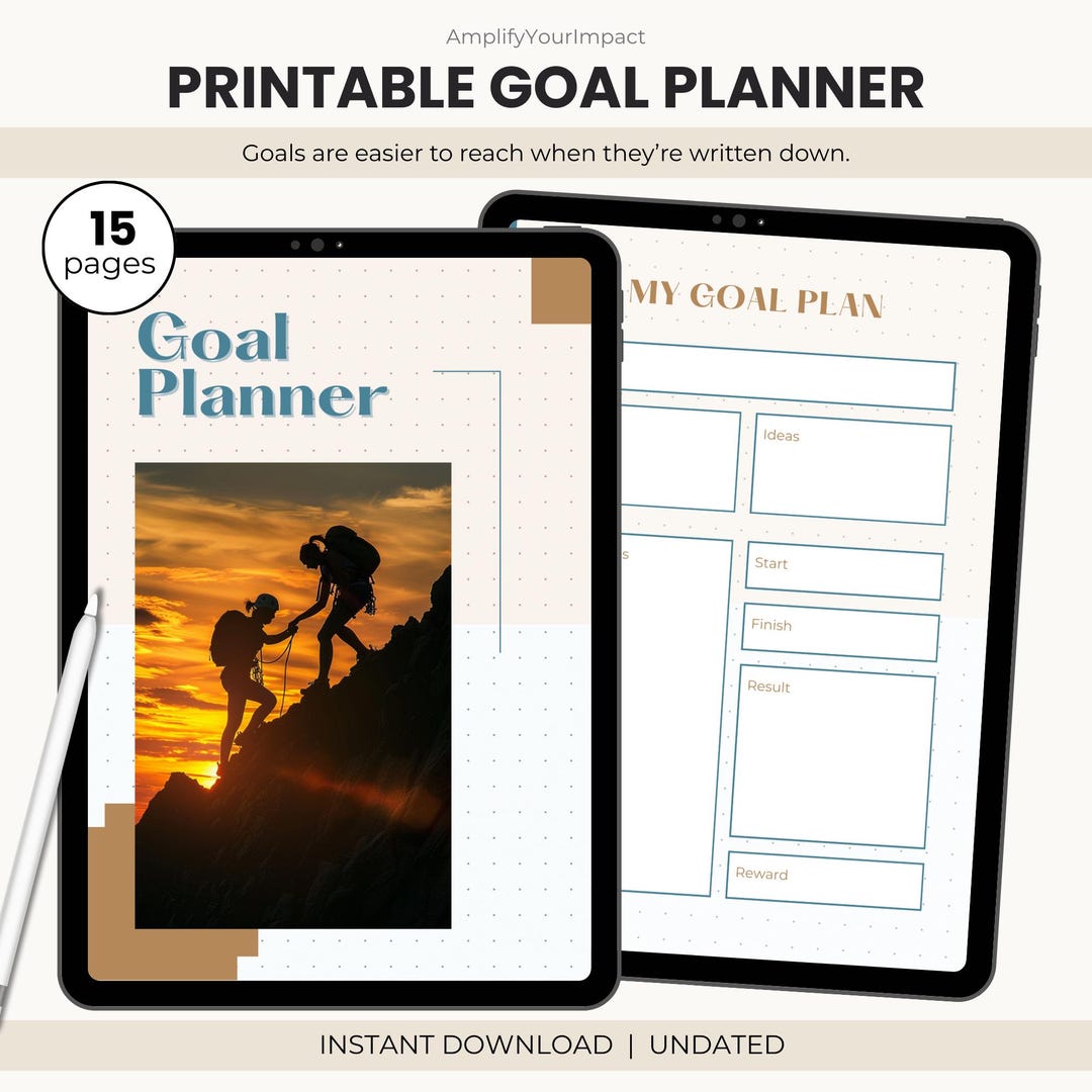 2025 Goal Planner | Monthly Goal Setting Planner | Printable Planner ...