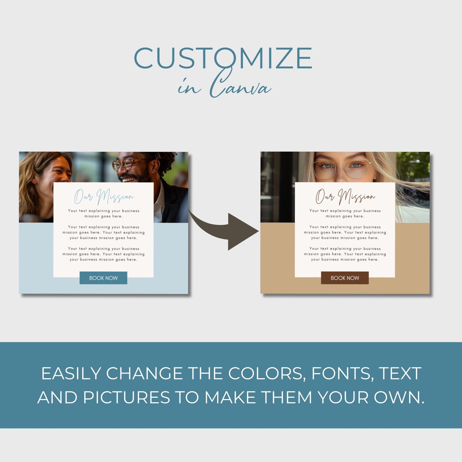 100 Facebook Posts Business Templates, Blue Editable Canva Engagement ...
