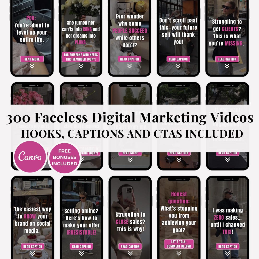 300 Faceless Instagram Reels With Captions, Done-for-you Instagram ...