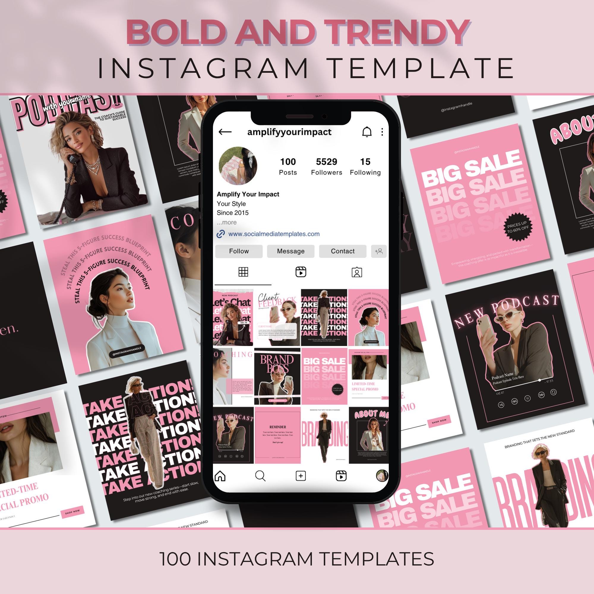 Bold & Trendy Instagram Bundle Canva for Personal Brand, Influencers ...