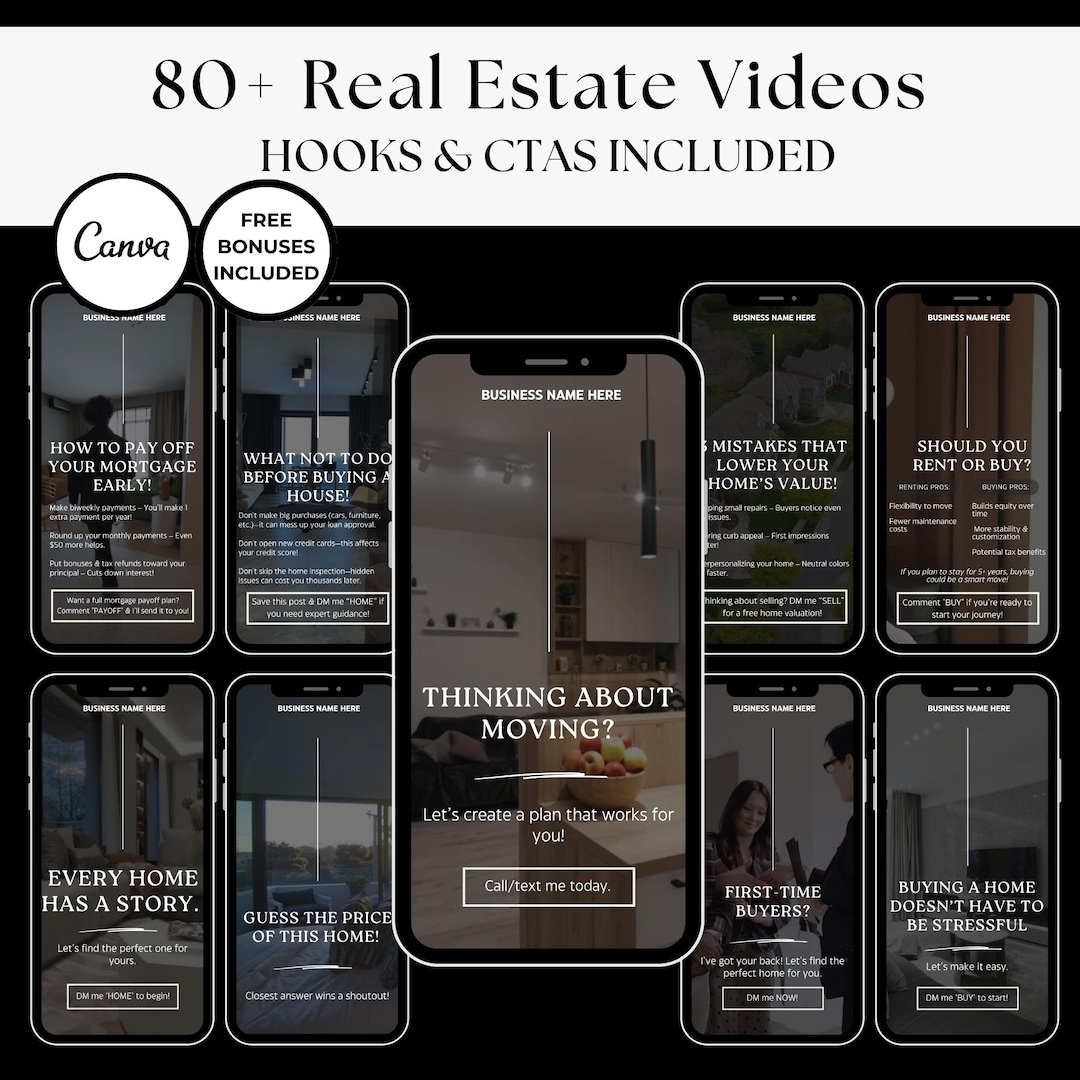 Real Estate Marketing Reel, Canva Template Realtor Marketing, Faceless ...