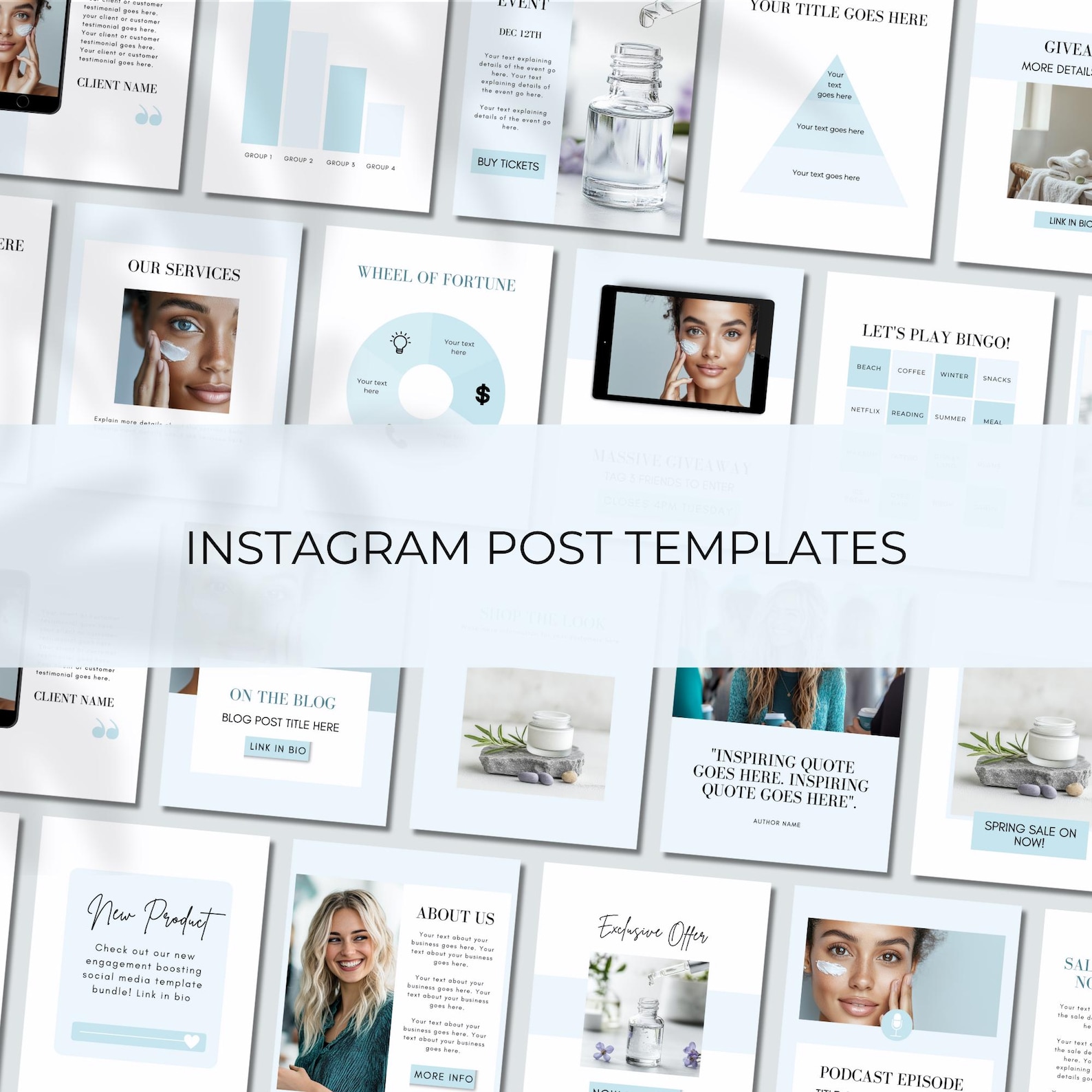 Blue Instagram Templates, 4:5 Modern Instagram Post Template, Aesthetic ...