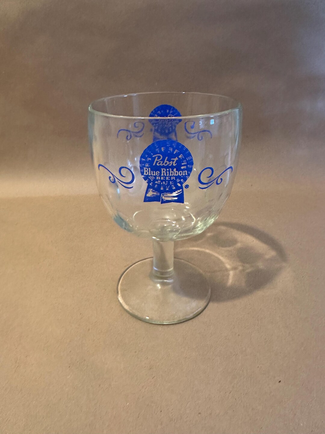 Vintage Pabst Blue Ribbon Glass Beer Thumbprint Goblet Chalice. - Etsy