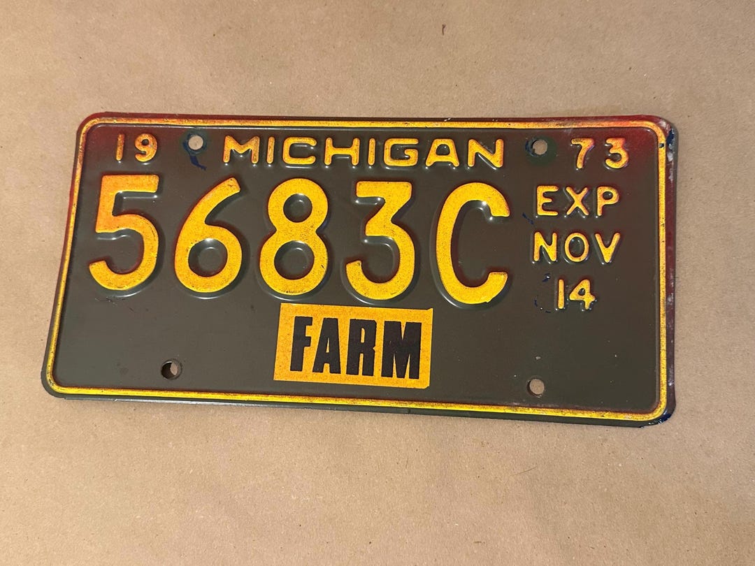 1973 Michigan Farm License Plate - Etsy