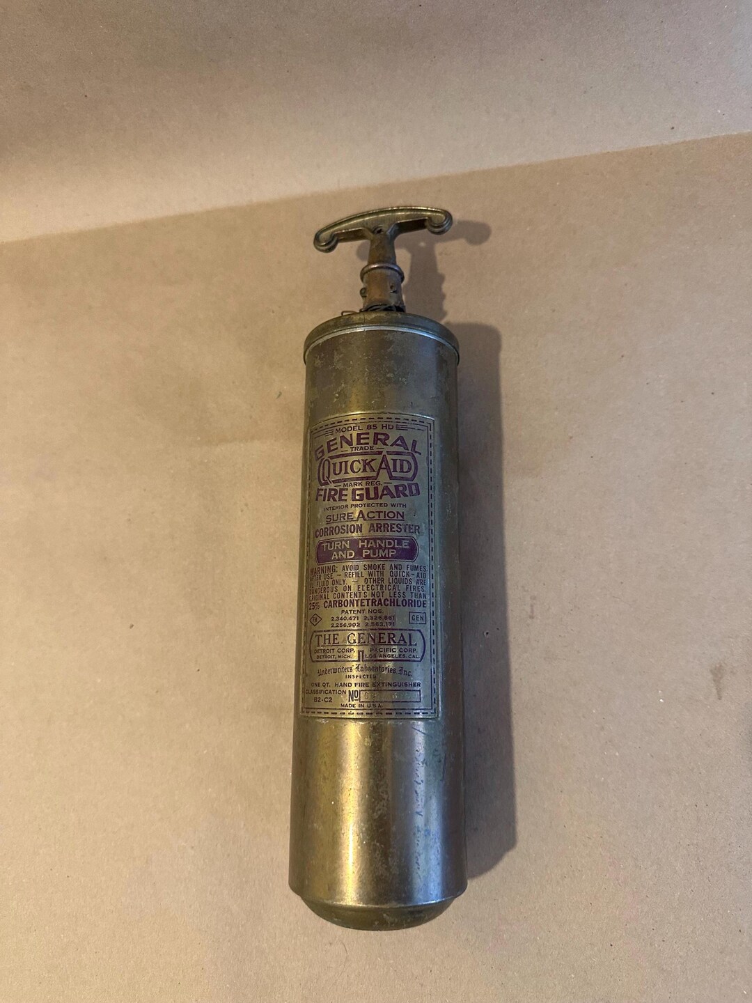 Vintage General Quick Aid Fire Guard Model 85 HD Brass Extinguisher - Etsy