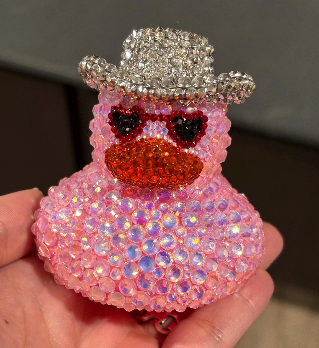 Bedazzled Silver Party Hat Opal Pink Rubber Duck With Heart Sunglasses ...