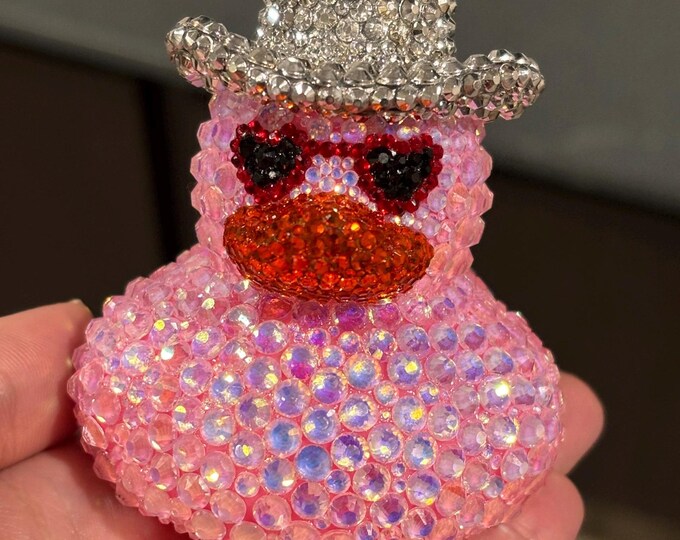 Bedazzled Silver Party Hat Opal Pink Rubber Duck With Heart Sunglasses ...