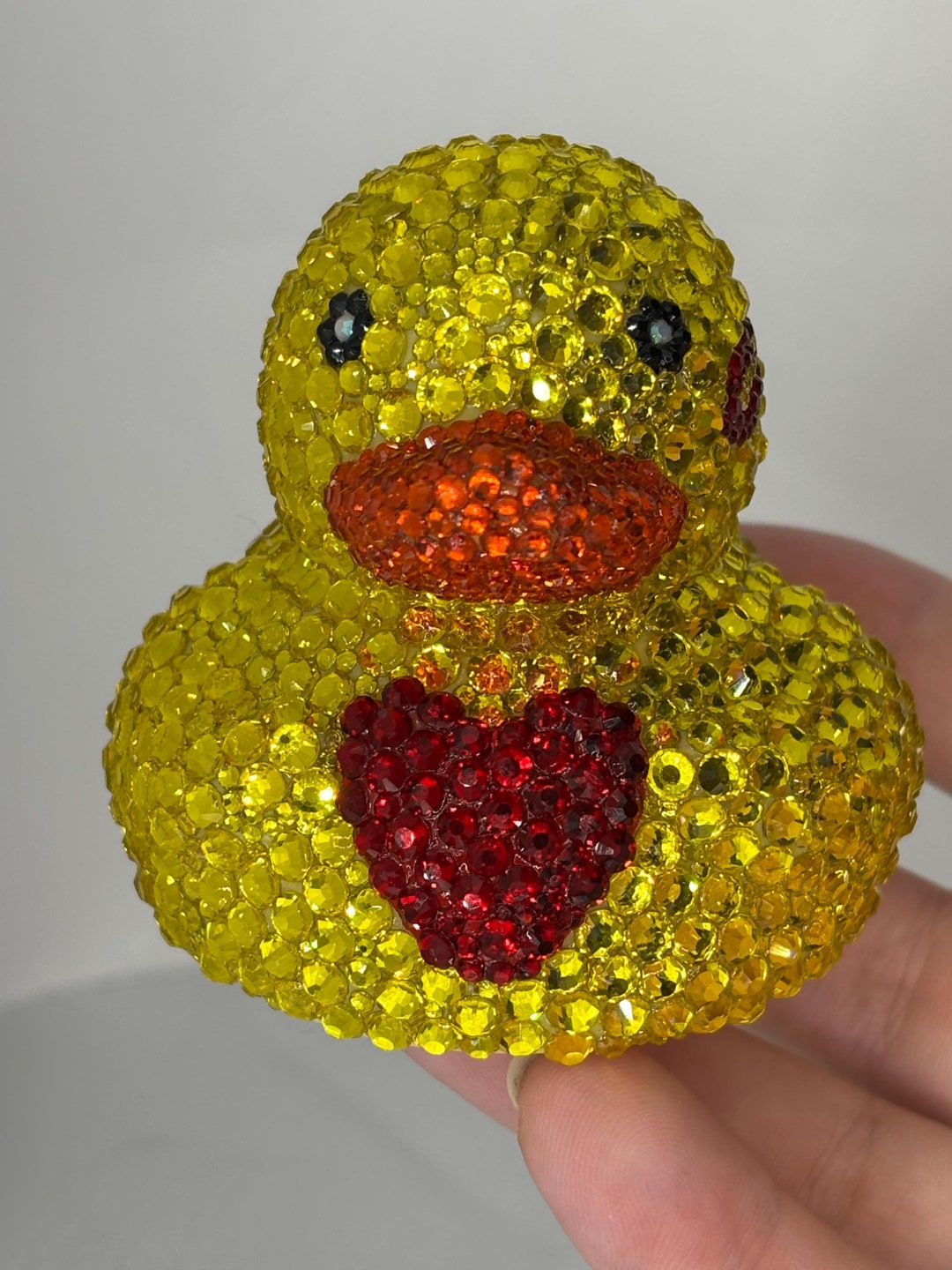 Bedazzled Valentine's Day Rubber Duck Holding Heart With Lipstick Kiss ...