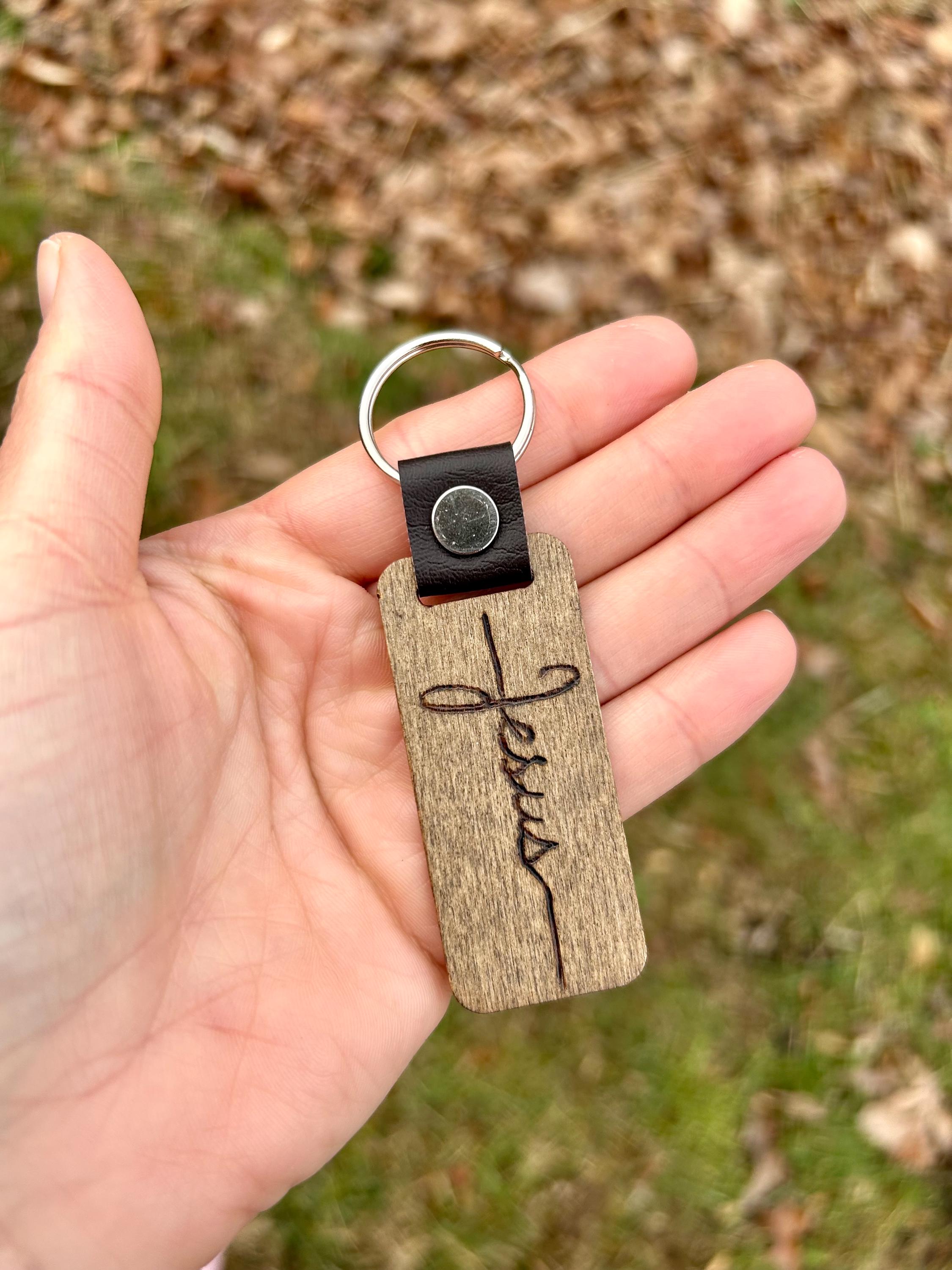 Wood Burned Christian Keychain Jesus Pyrography Handmade Keychain - Etsy