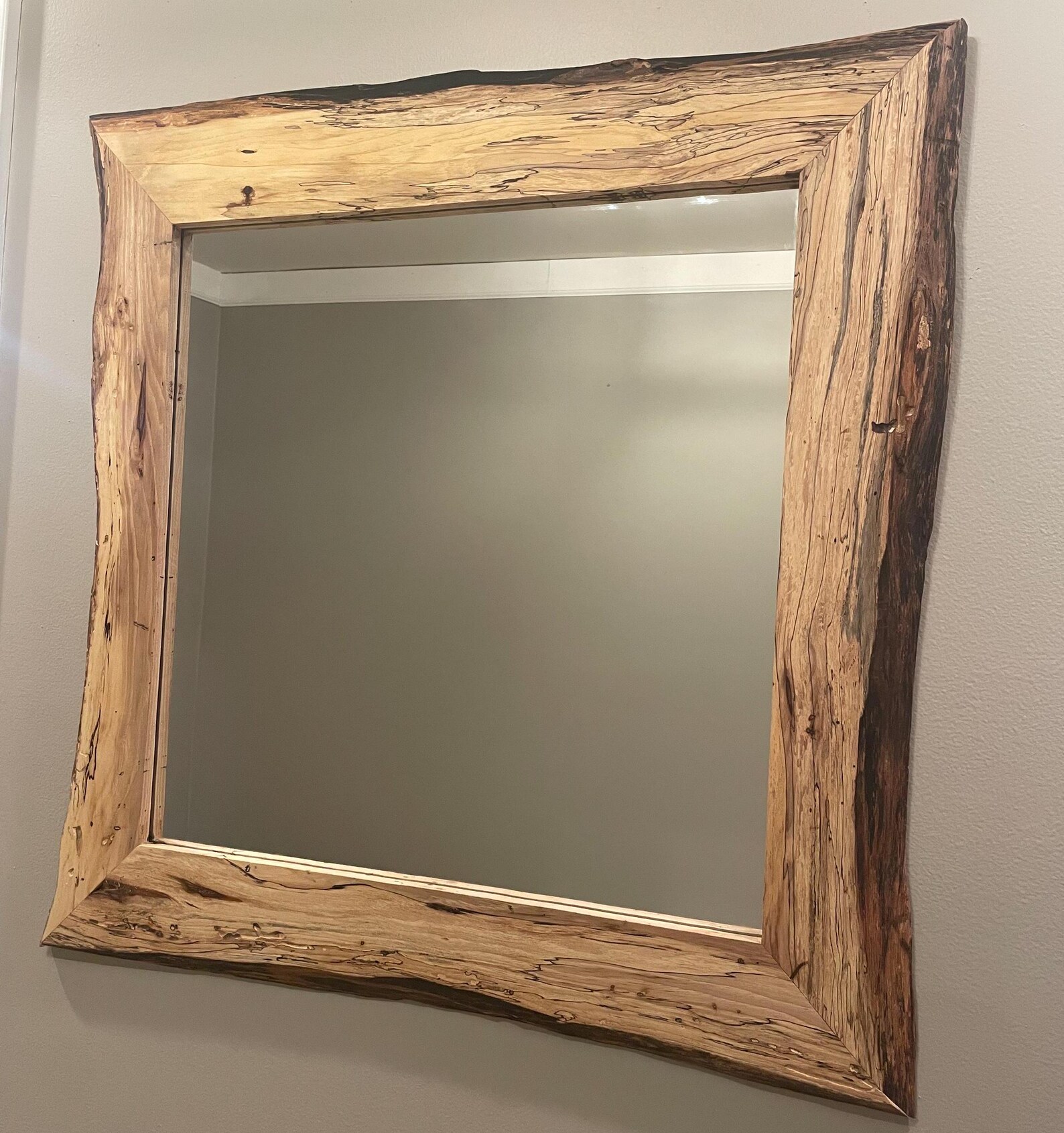 Ambrosia Maple Wood Mirror With Live Edge. Modern Rustic Design ...