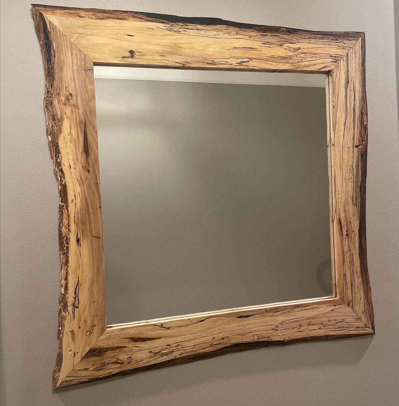Ambrosia Maple Wood Mirror With Live Edge. Modern Rustic Design ...