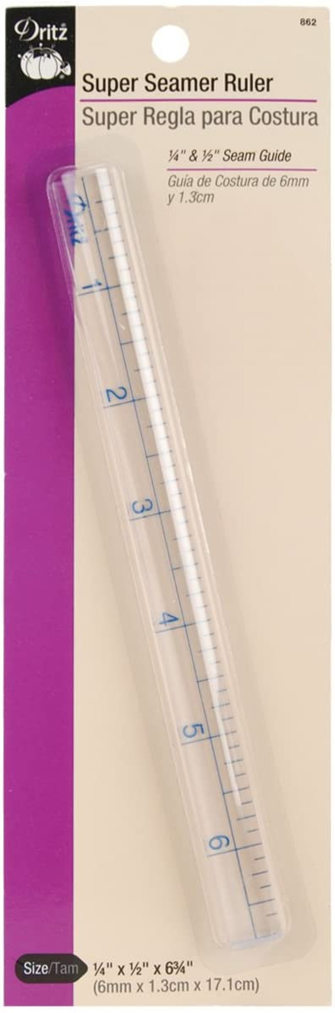 dritz-super-seamer-ruler-clear-ruler-with-1-8-inch-markings-for-sewing