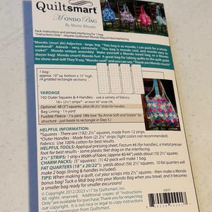 Mondo Bag by Quiltsmart - A Paper Pattern for a Very Large Bag - Simple ...
