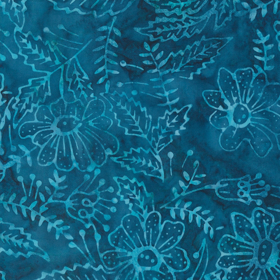 Moda Fabric - Blue Ridge Batiks - by Moda - Batik - Dark Teal With ...