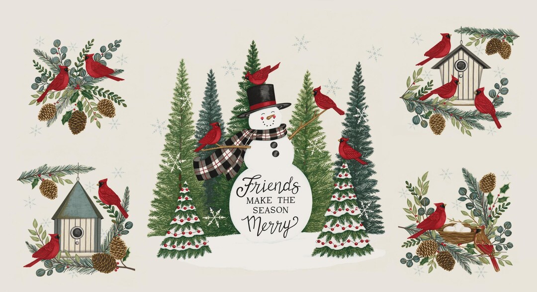 Moda Fabric - Winter Friends by Deb Strain - 24"x44" - 56139 11 - Ivory ...