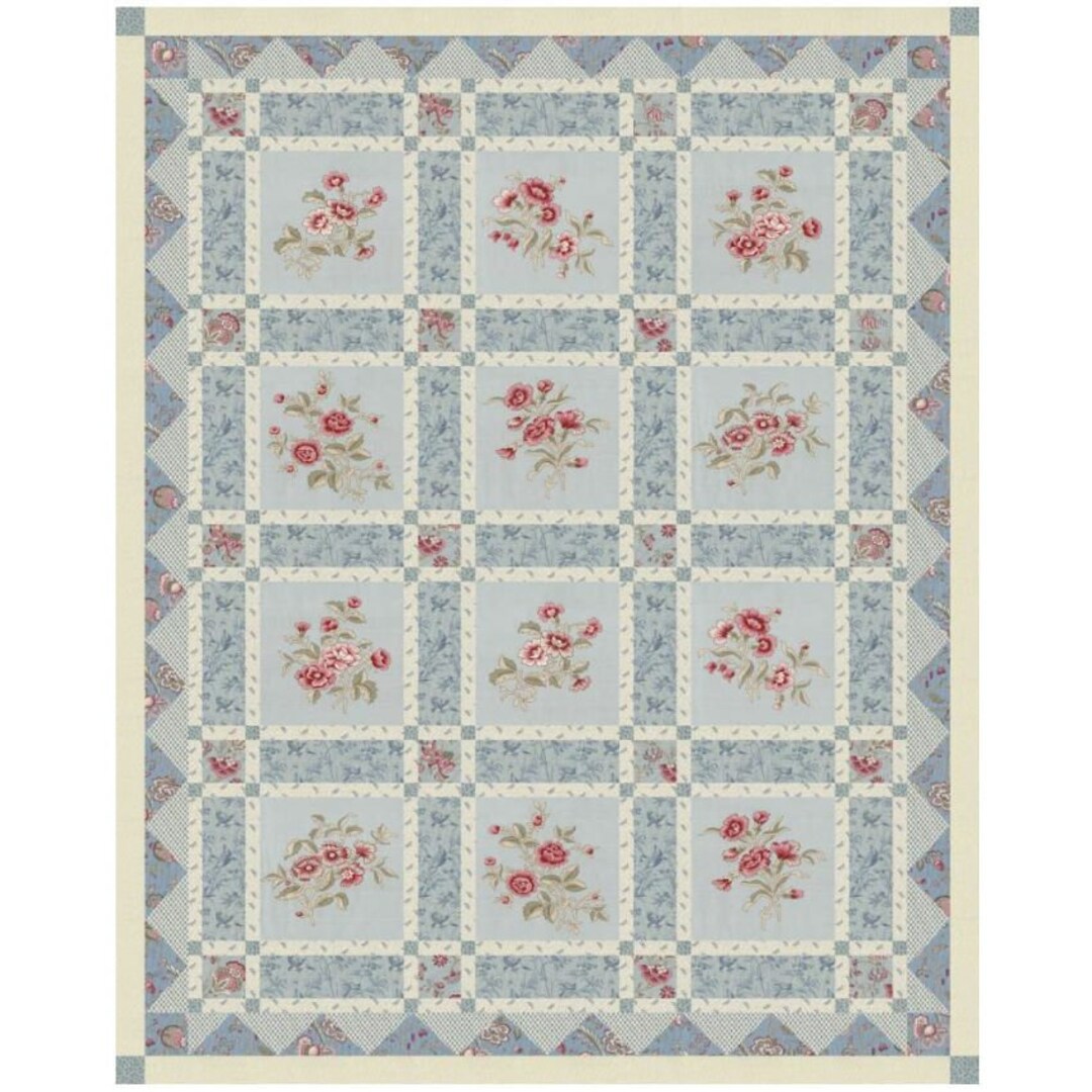 The Queen's Grove Quilt Kit Blue Antoinette Fabric by French General for Moda-fabric for Quilt ...
