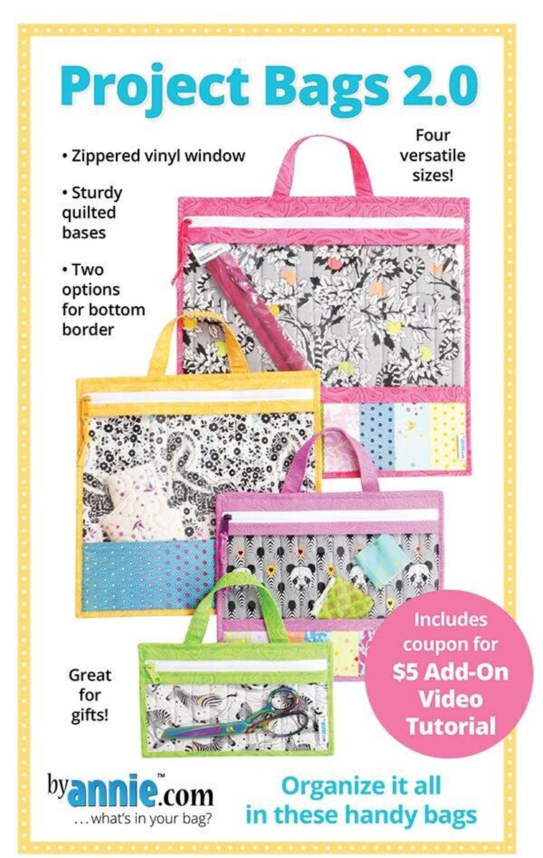 Project Bags 2.0 - by Annie - A Paper Pattern -see Through Flat Project ...