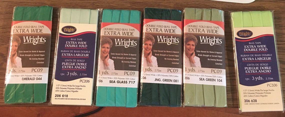 Extra Wide Double Fold Bias Tape - by Wrights - 1/2 Inch - 55 Polyester ...