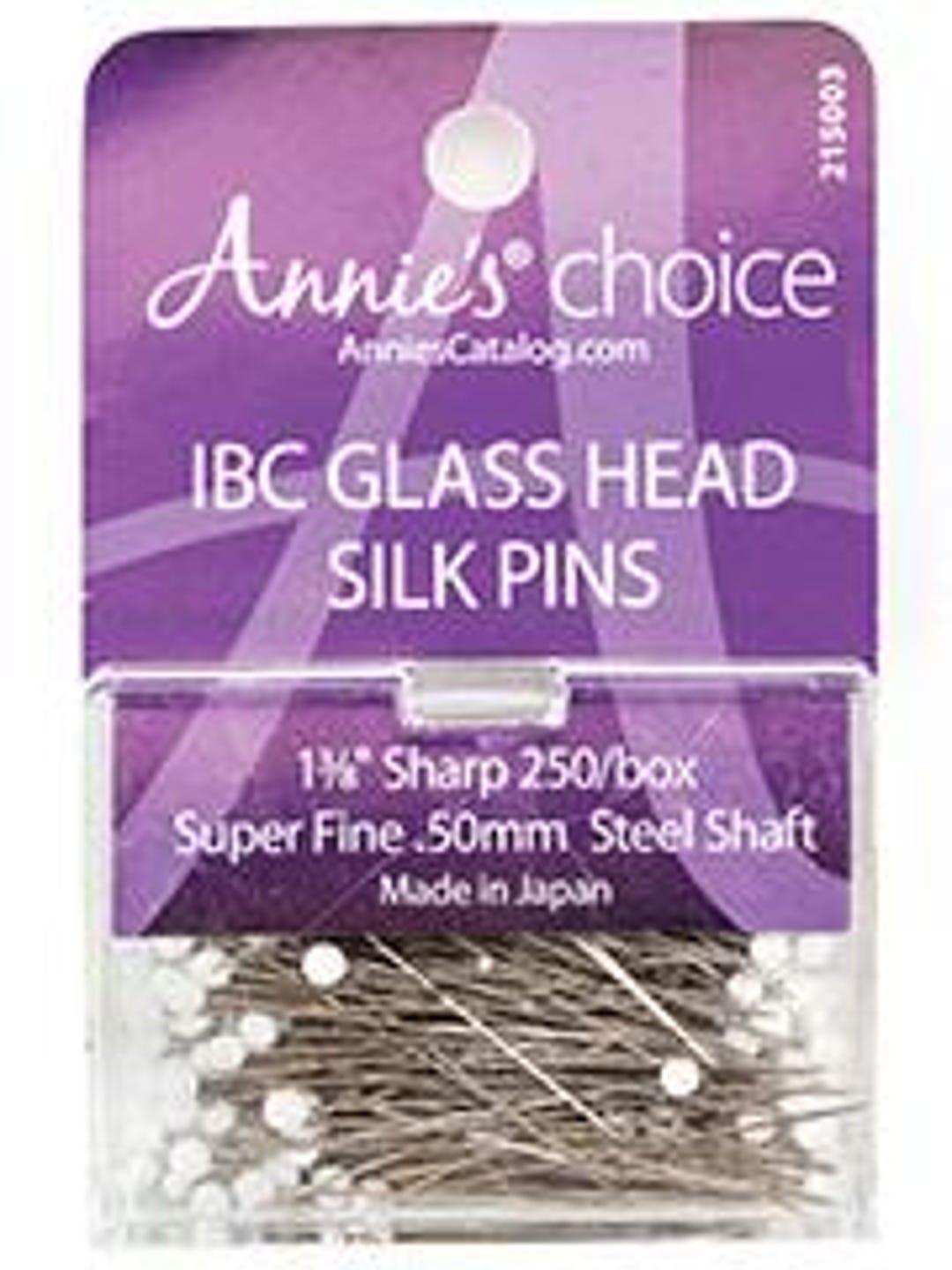 IBC Glass Head Silk Pins - 1 3/8" Sharp Straight Pins - White Pin Heads ...