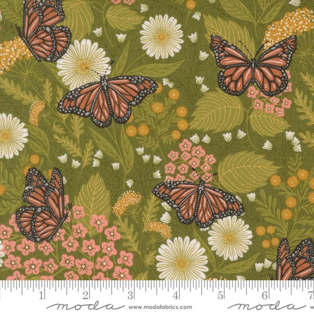Moda Fabric - Bee Garden - by Gingiber - 48412 12M - Green With Pink ...