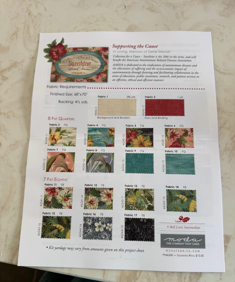 Sunshine Hawaiian Shirt Quilt Pattern - by Moda - Paper Pattern - Etsy