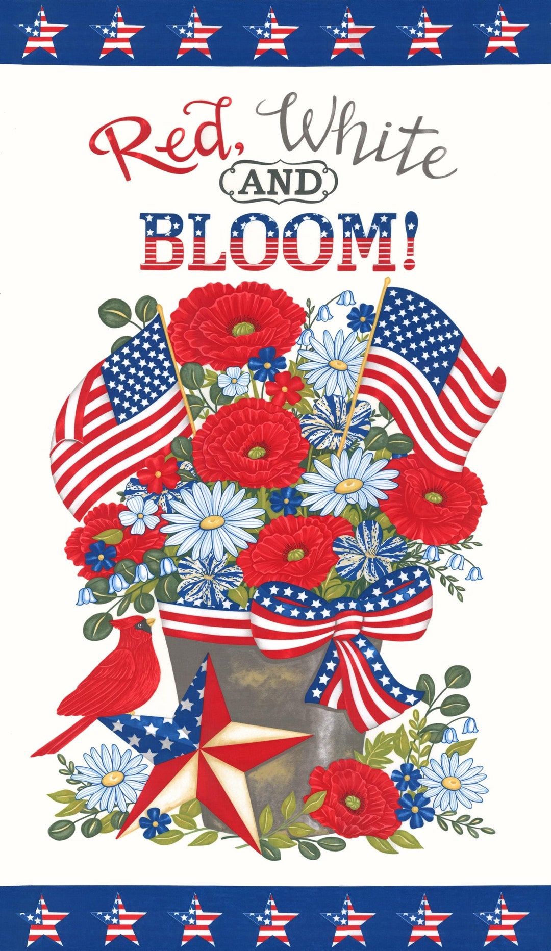 Moda Fabric Panel - Red White and Bloom by Deb Strain for Moda - 56118 ...