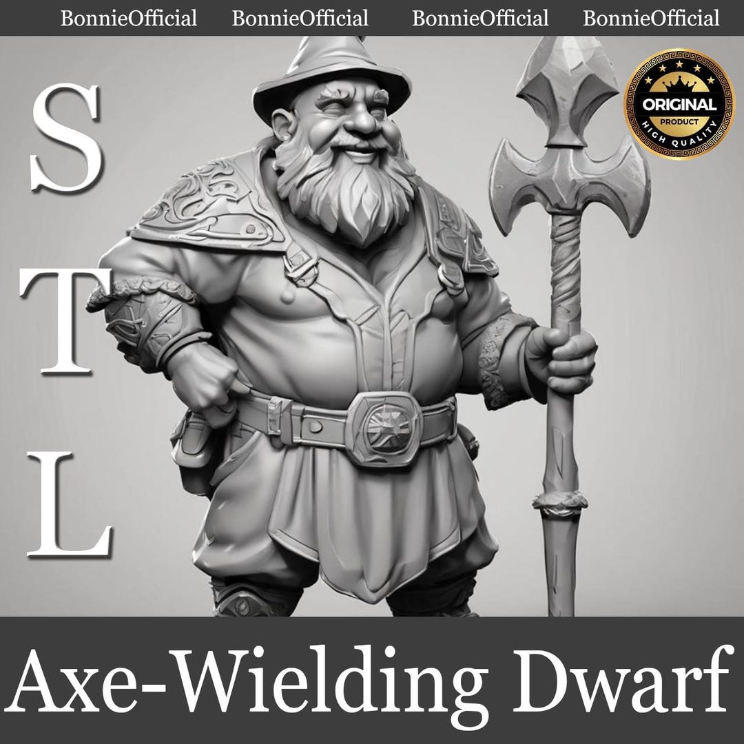 Axe-wielding Dwarf STL File | Fantasy Warrior Miniature | 3D Printable ...