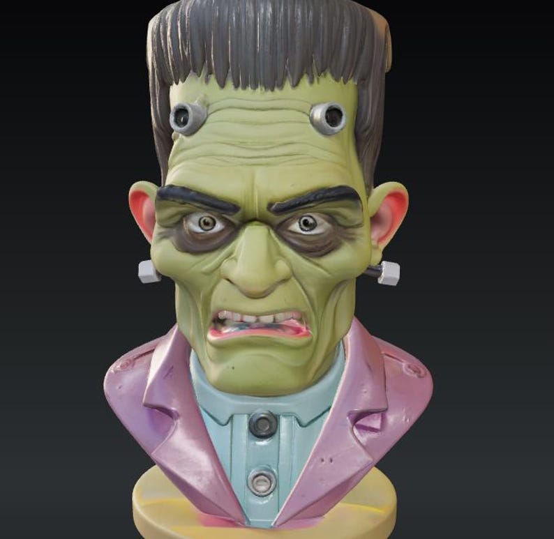 Frankenstein STL File – Stylized 3D Cartoon Bust for 3D Printing ...