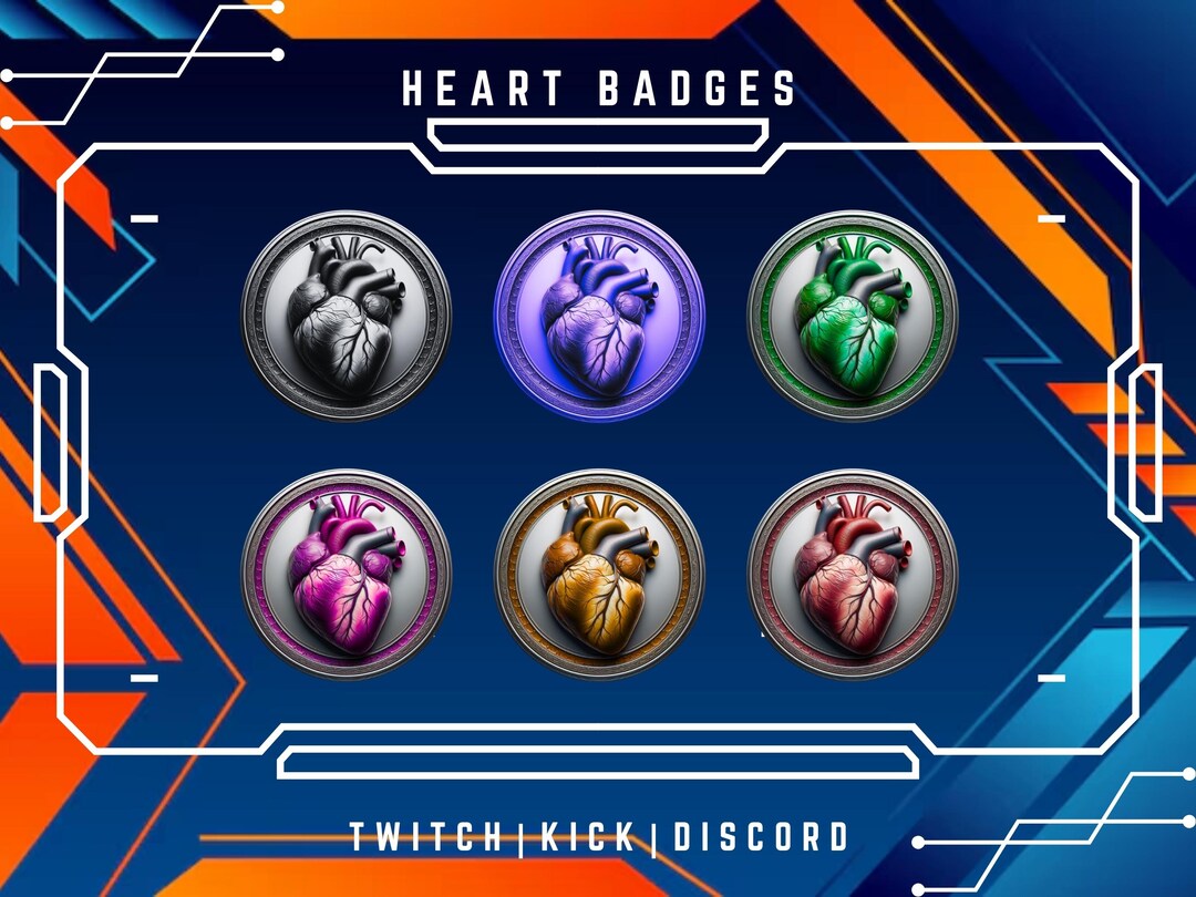Heart Sub Badges | Streamer Badges | Twitch Sub/bit Badges | Premade ...