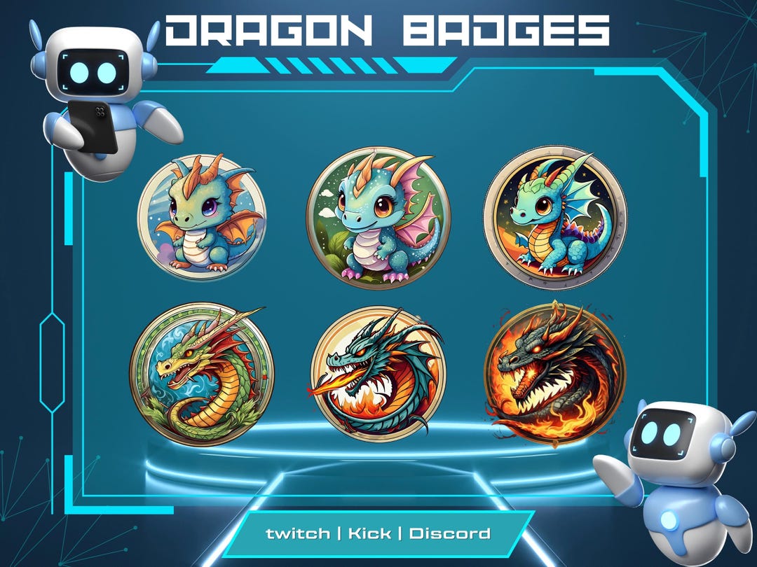6 Twitch Dragon Sub Badges | Animal Sub Badges | Fire Sub Badges ...