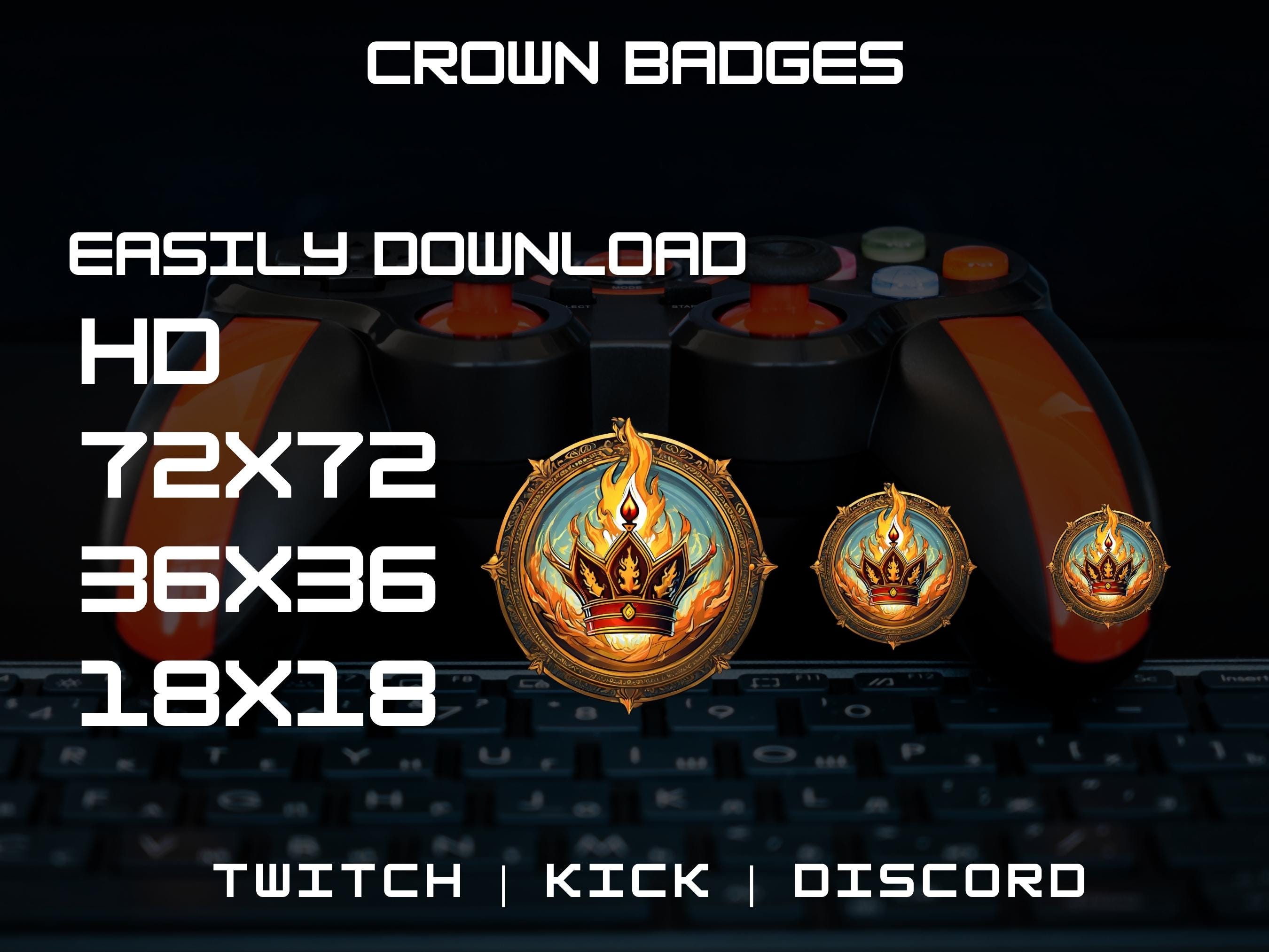Crown Sub Badges for Twitch | Sub/bit Badges | Premade Streaming Assets ...