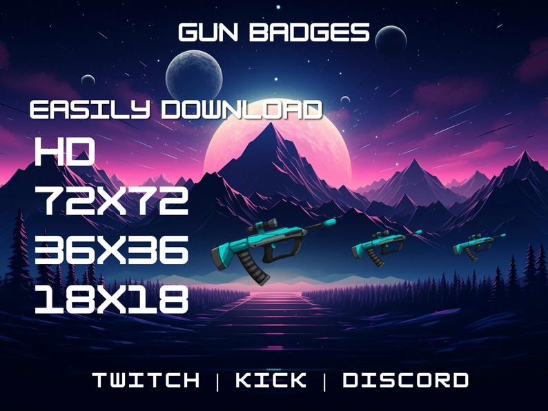 6 Gun Sub/bit Badges for Twitch, Youtube, Discord, Stream | Instant ...