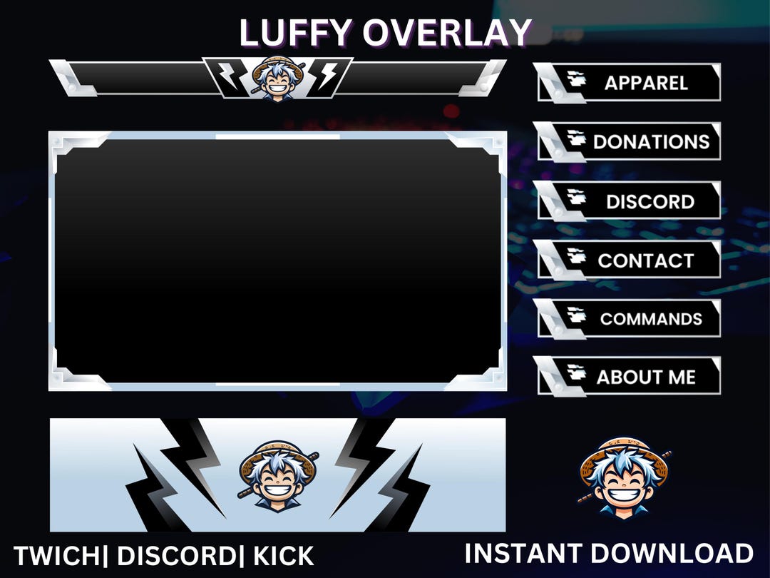 Static Stream Overlay Bundle | Anime Twitch Overlay Set | Twitch Banner ...