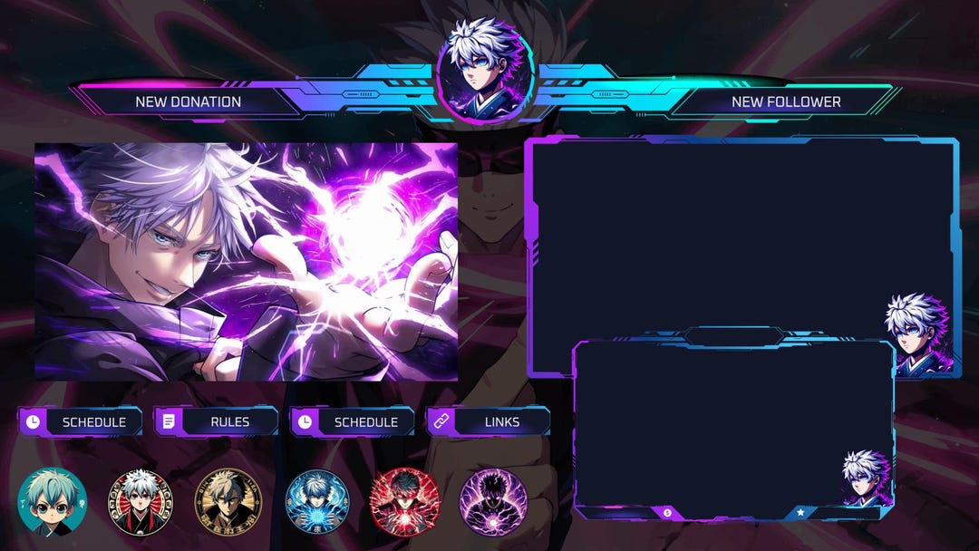 Fictional Animated Twitch Overlay - Full Stream Bundle - Webcam Frame ...