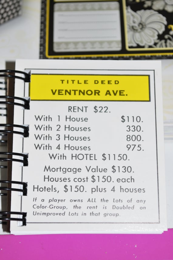 Ventnor Ave Monopoly Notebook | Etsy