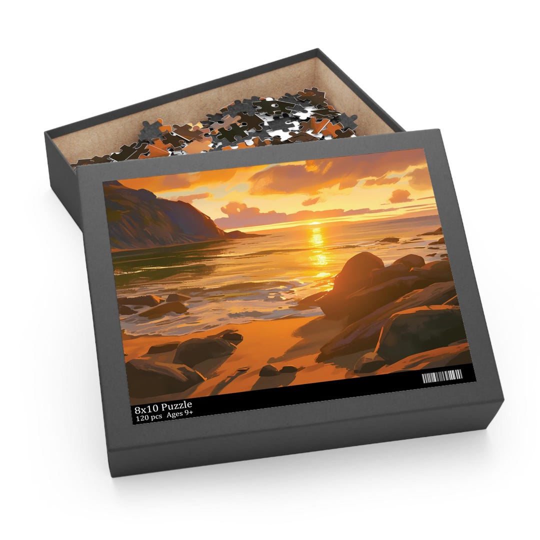 Coastal Sunset Serenity Jigsaw Puzzle | Vibrant Beach Scene | Gift for ...