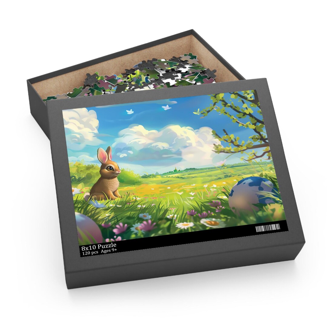 Spring Meadow Easter Bunny Jigsaw Puzzle | Gift for Puzzle Lovers ...
