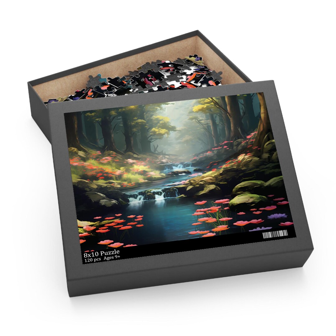 Serene Forest Stream Puzzle | Misty Woodland Jigsaw | Gift for Nature ...